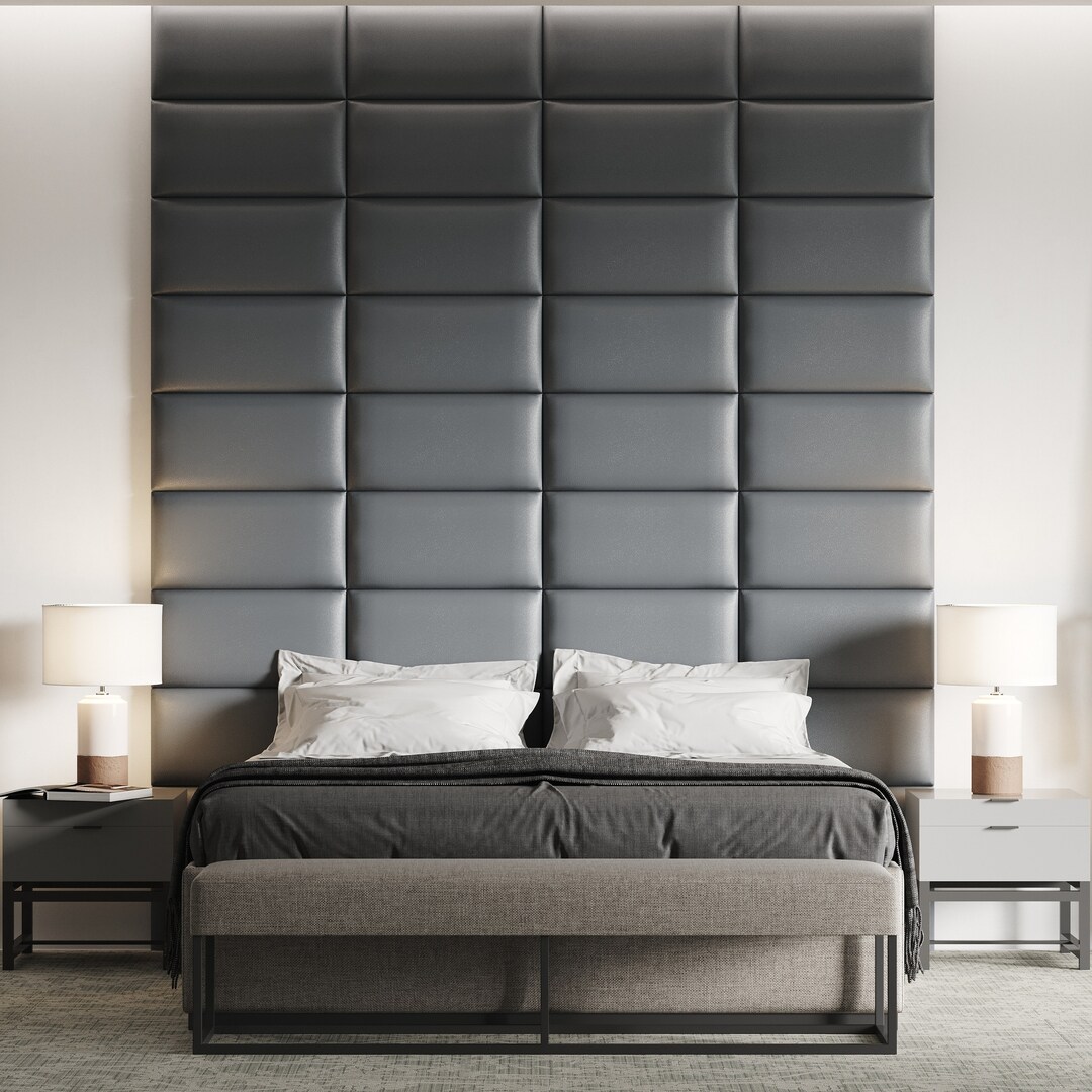 Upholstered Wall Cushion Gray 60x30 Leather Padded Headboard Bed - Wall ...