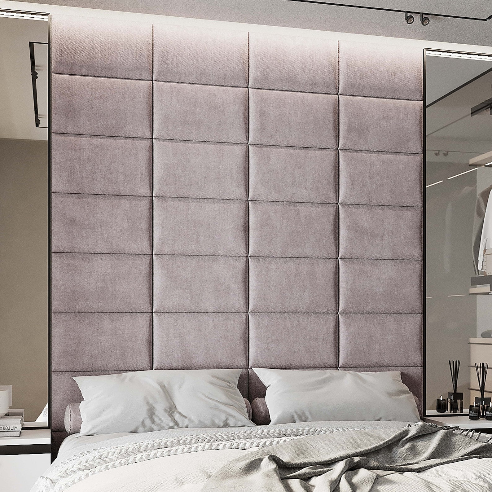 Upholstered Wall Cushion Soft Pink 50x30 Velvet Padded Headboard Bed ...