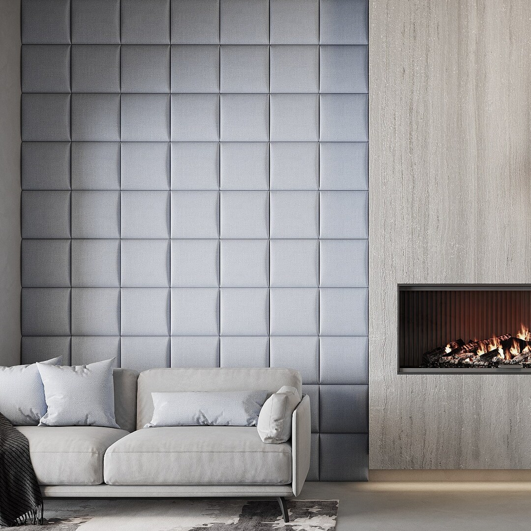 Wall Cushion Woven Fabric Light Blue 30x30 Upholstered Headboard Bed ...