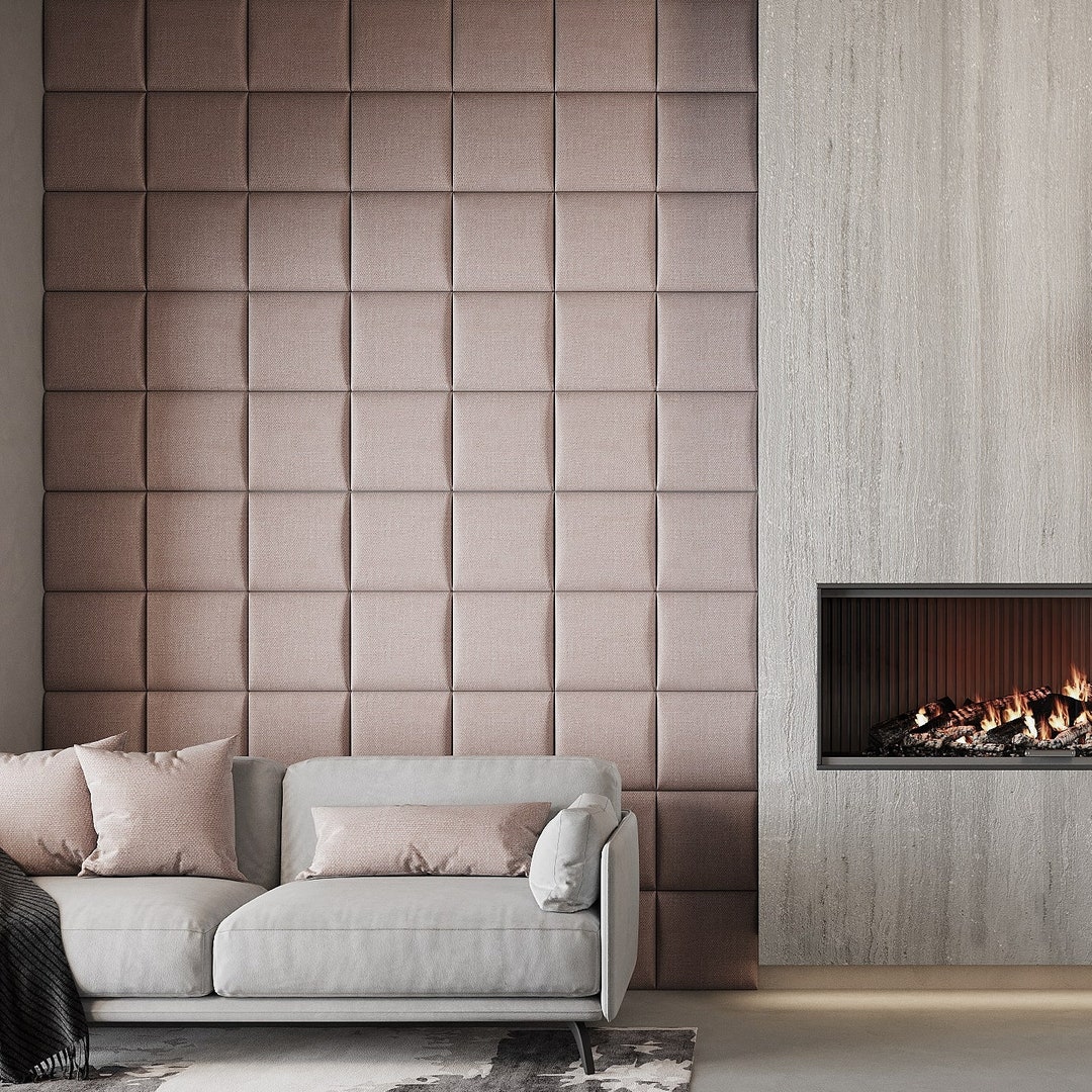 Wall Cushion Woven Fabric Beige 30x30 Upholstered Headboard Bed - Wall ...