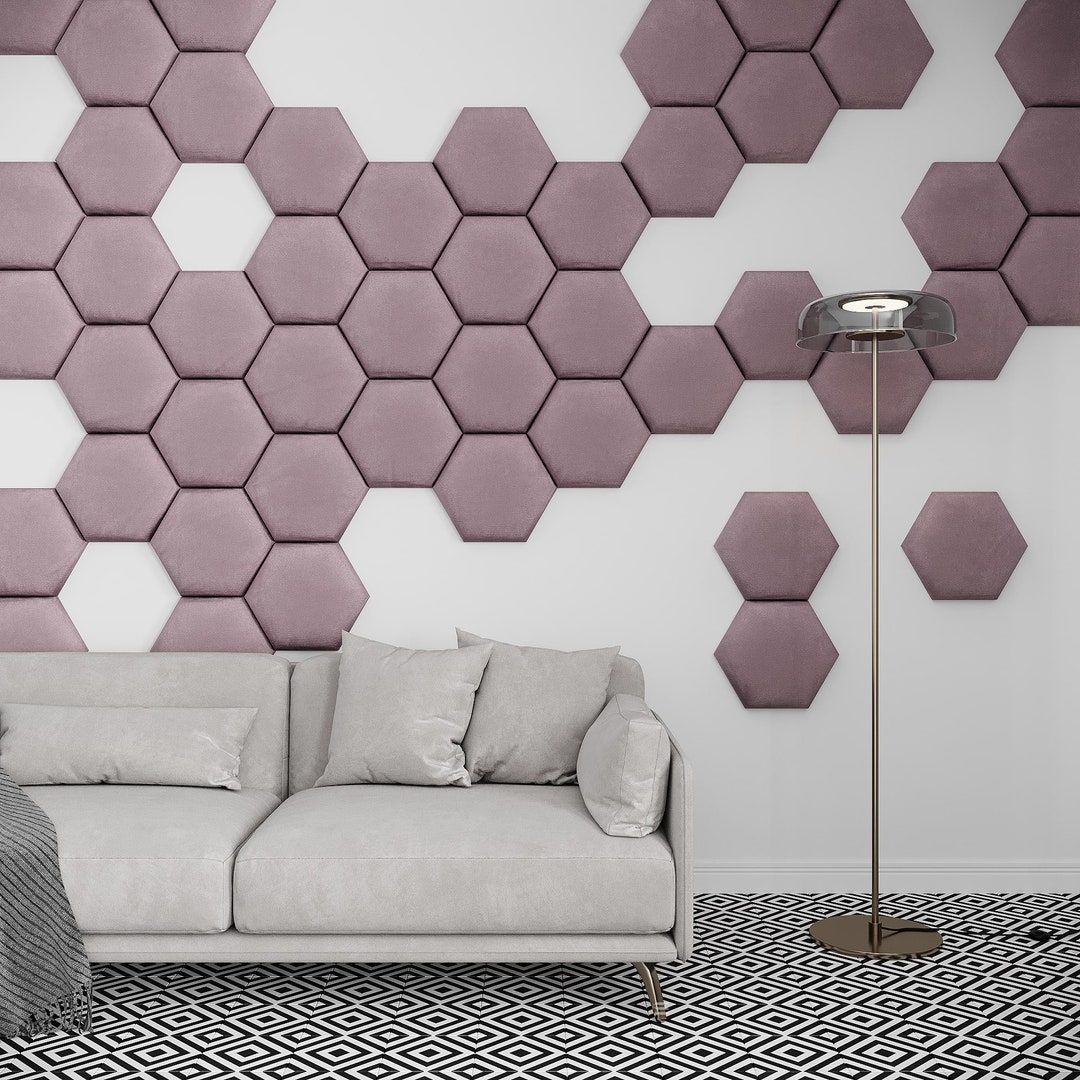 Upholstered Wall Panel Hexagon Headboard Bed - Wall Cushion - Sound ...