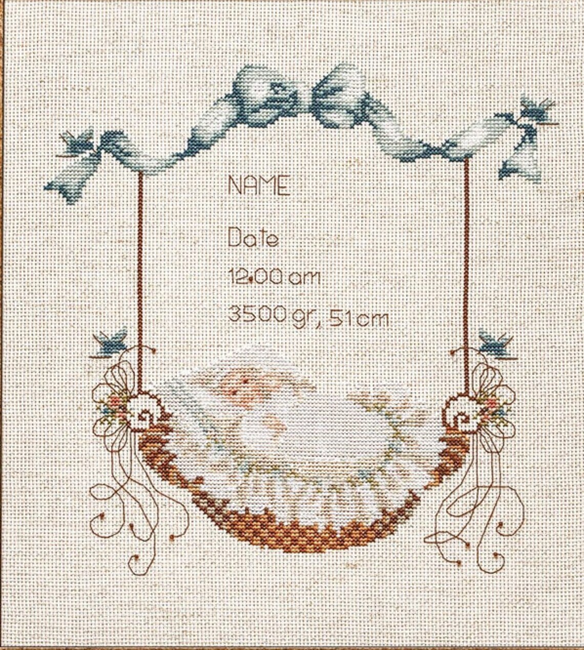 Vintage Cradle Bed Baby Boy Cross Stitch Pattern PDF, Personalized ...