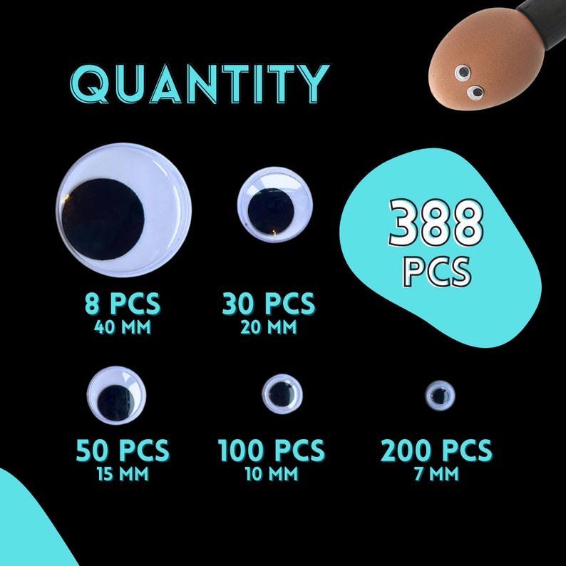 Ultimate Googly Eyes Bundle 5 Zip Bags 388PCS Easy Peel & Stick Multi ...