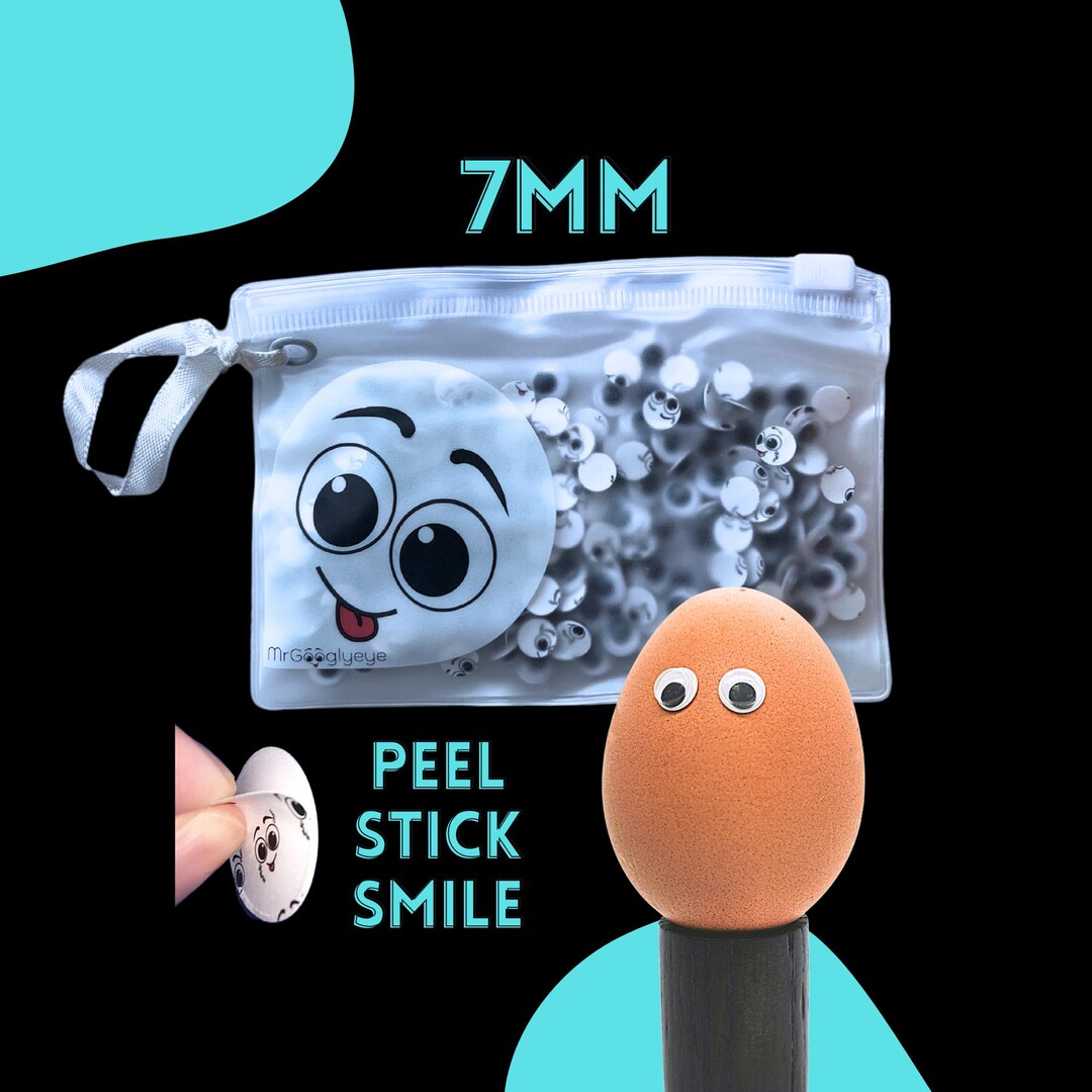 Extra Small Googly Eyes in Reusable Zip Bag 200 PCS of 7mm Peel Stick ...