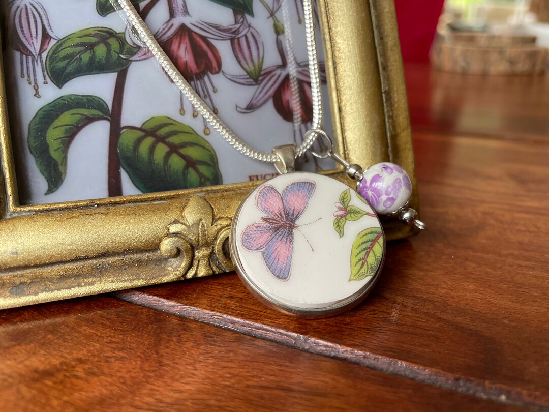 Portmeirion Botanic Garden,handmade Unique Broken China Jewelry,silver ...