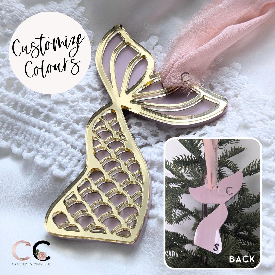 3D Layered Acrylic Mermaid Tail Christmas Ornament Personalized With ...