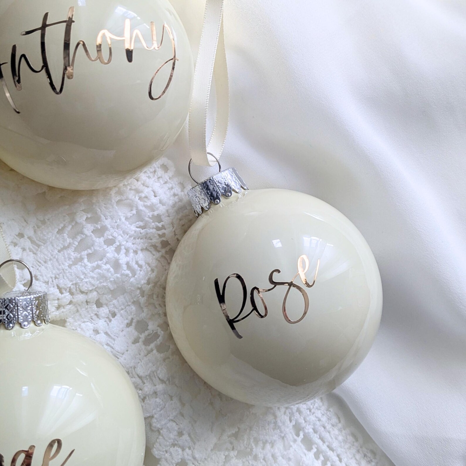 Custom Glass Bauble With Name for Christmas Tree Decor, Glass Ornaments ...
