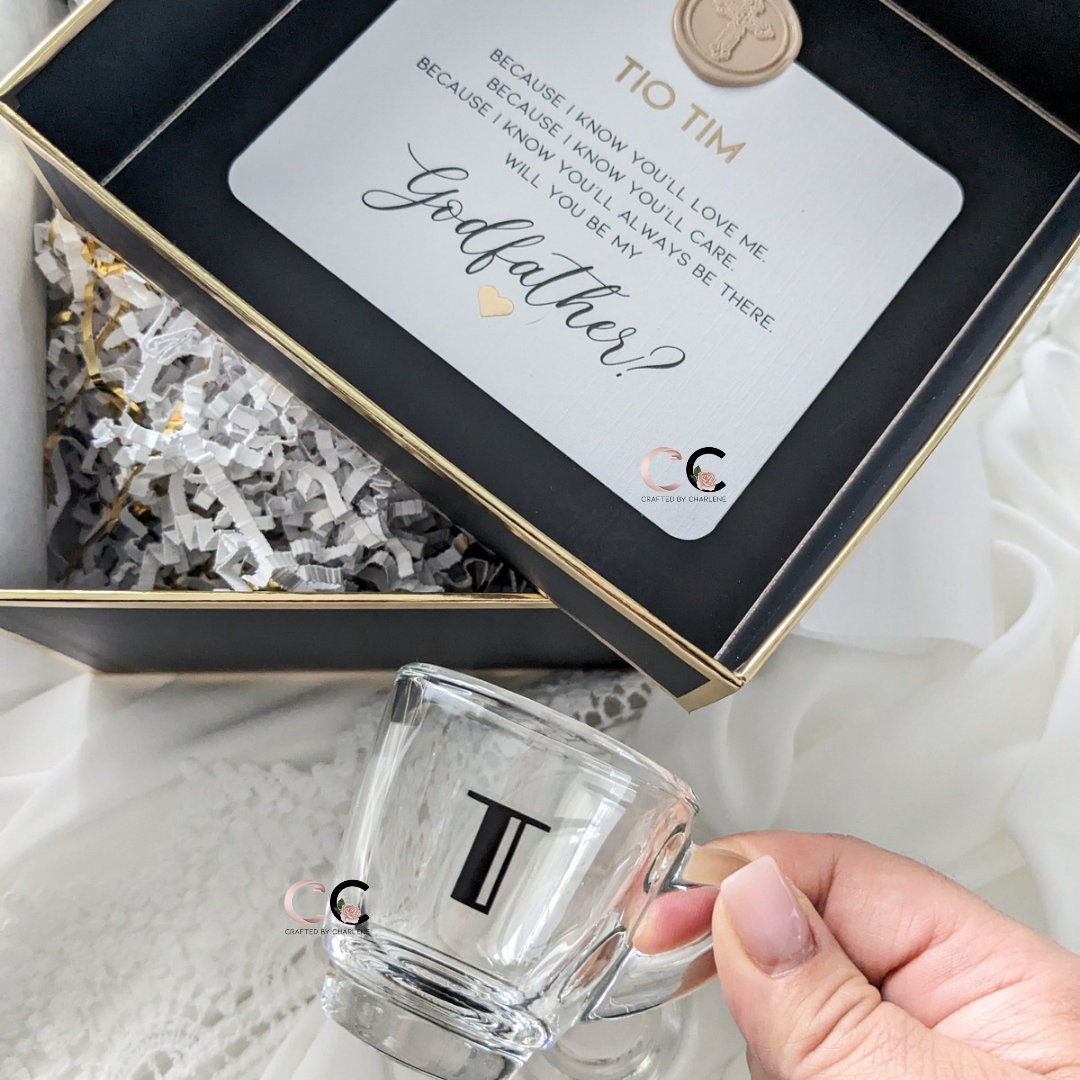 Custom Godfather Proposal Box With Espresso Set | Unique Godfather Gift ...