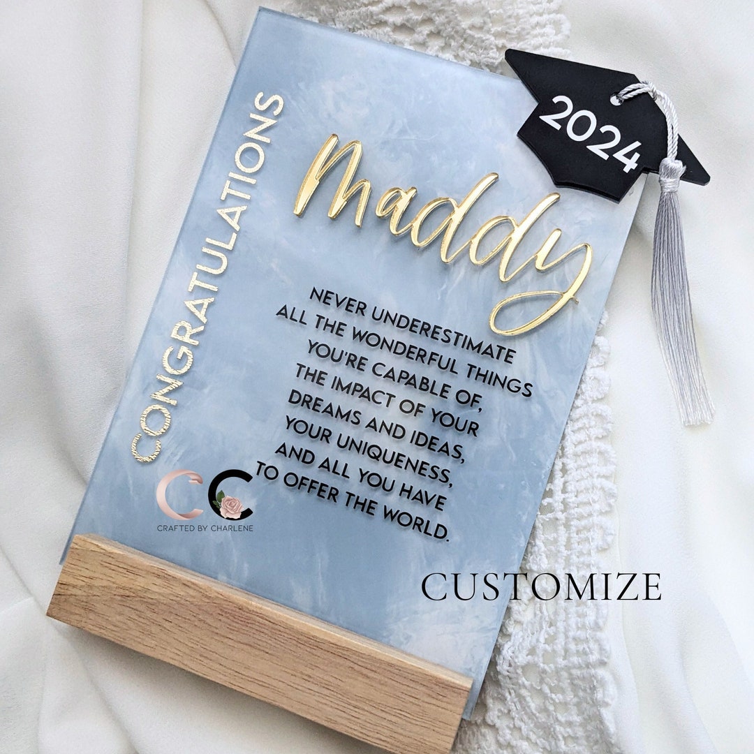 Custom Graduation Acrylic Plaque + Stand, Class of 2025 Graduation Gift ...