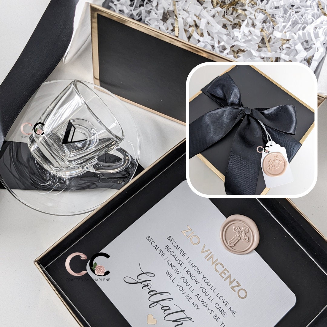 Custom Godfather Proposal Box With Espresso Set | Unique Godfather Gift ...