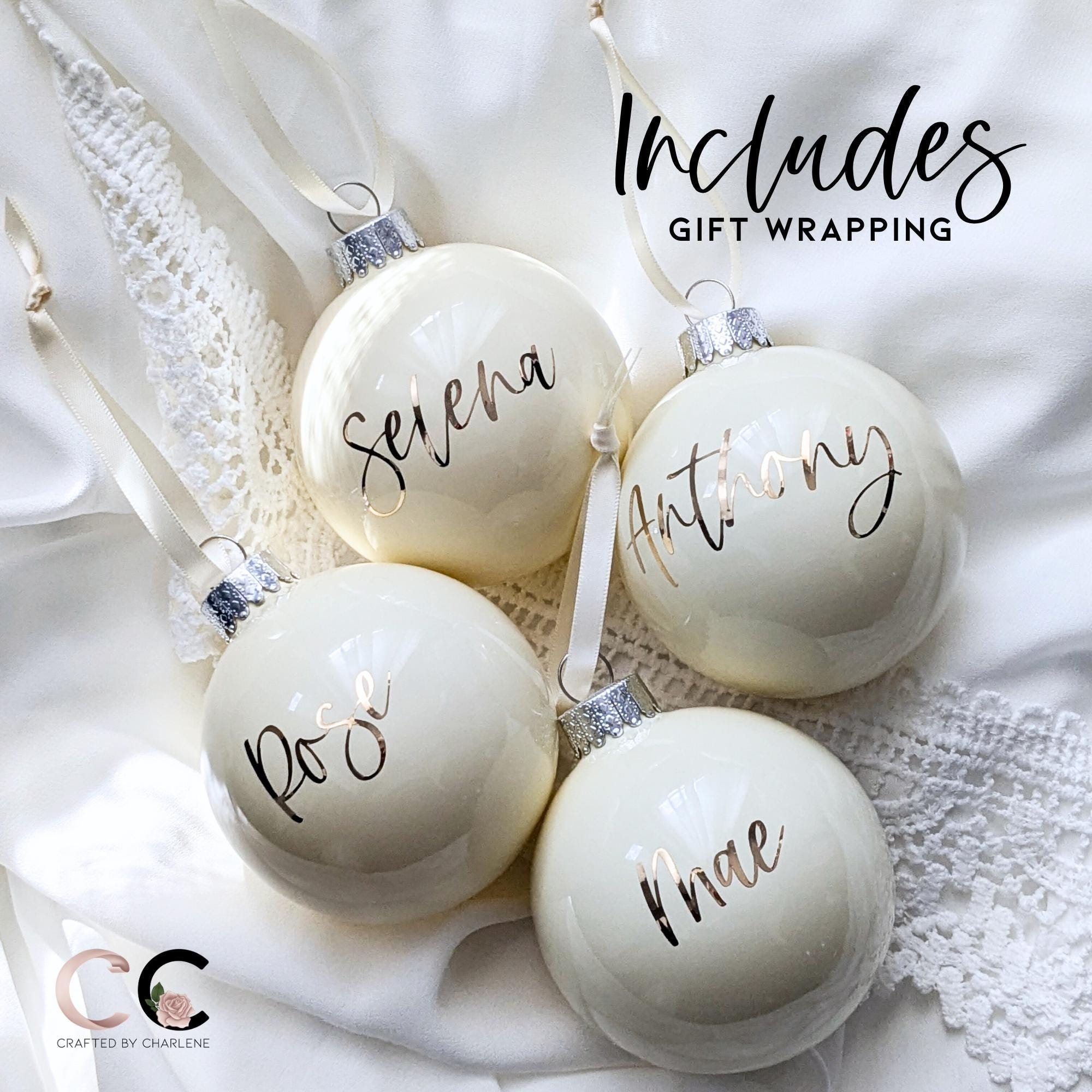 Custom Glass Bauble With Name for Christmas Tree Decor, Glass Ornaments ...