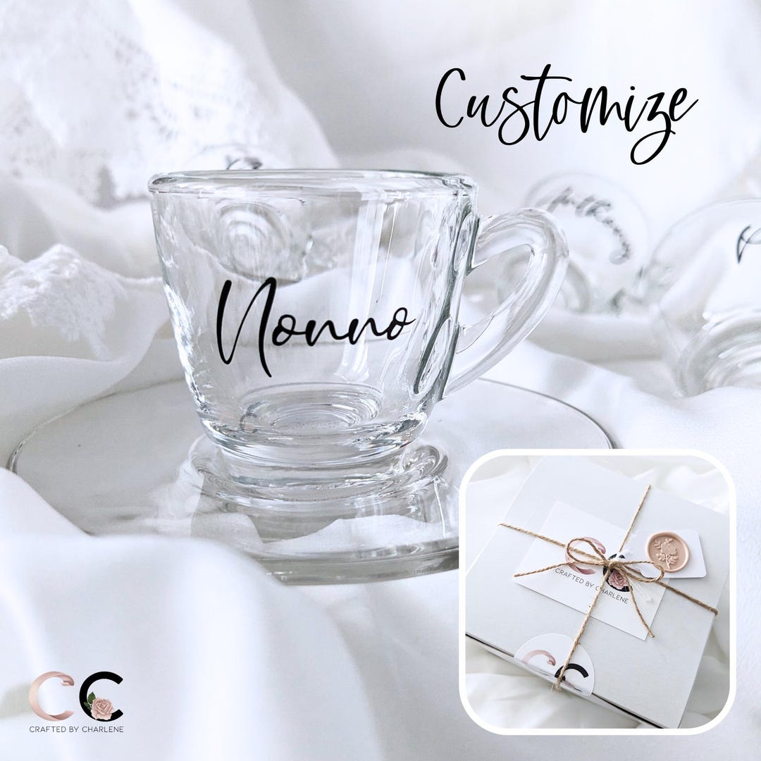 Personalized Espresso Glass & Saucer, Custom Cup for Nonno ...