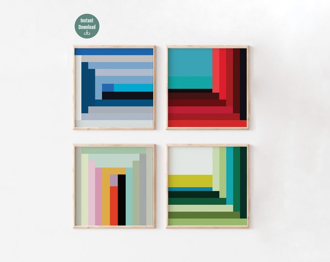 Geometric Art | Multi-color | Gallery Wall | Set of 4 | Modern | Simple ...