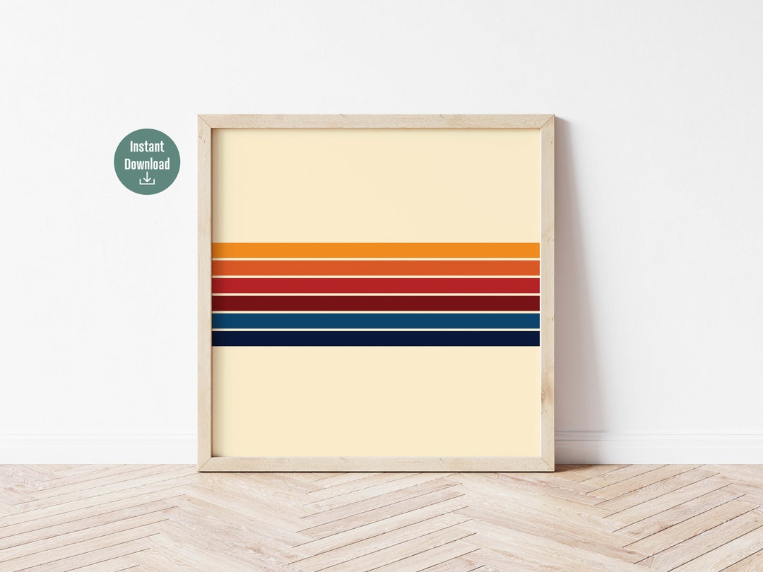 Retro Stripe Line Art Print | Colorful Wall Decor (digital Download) - Etsy