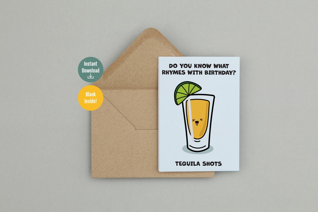 Tequila Themed Birthday Card | Printable Card | Cute Birthday Card ...