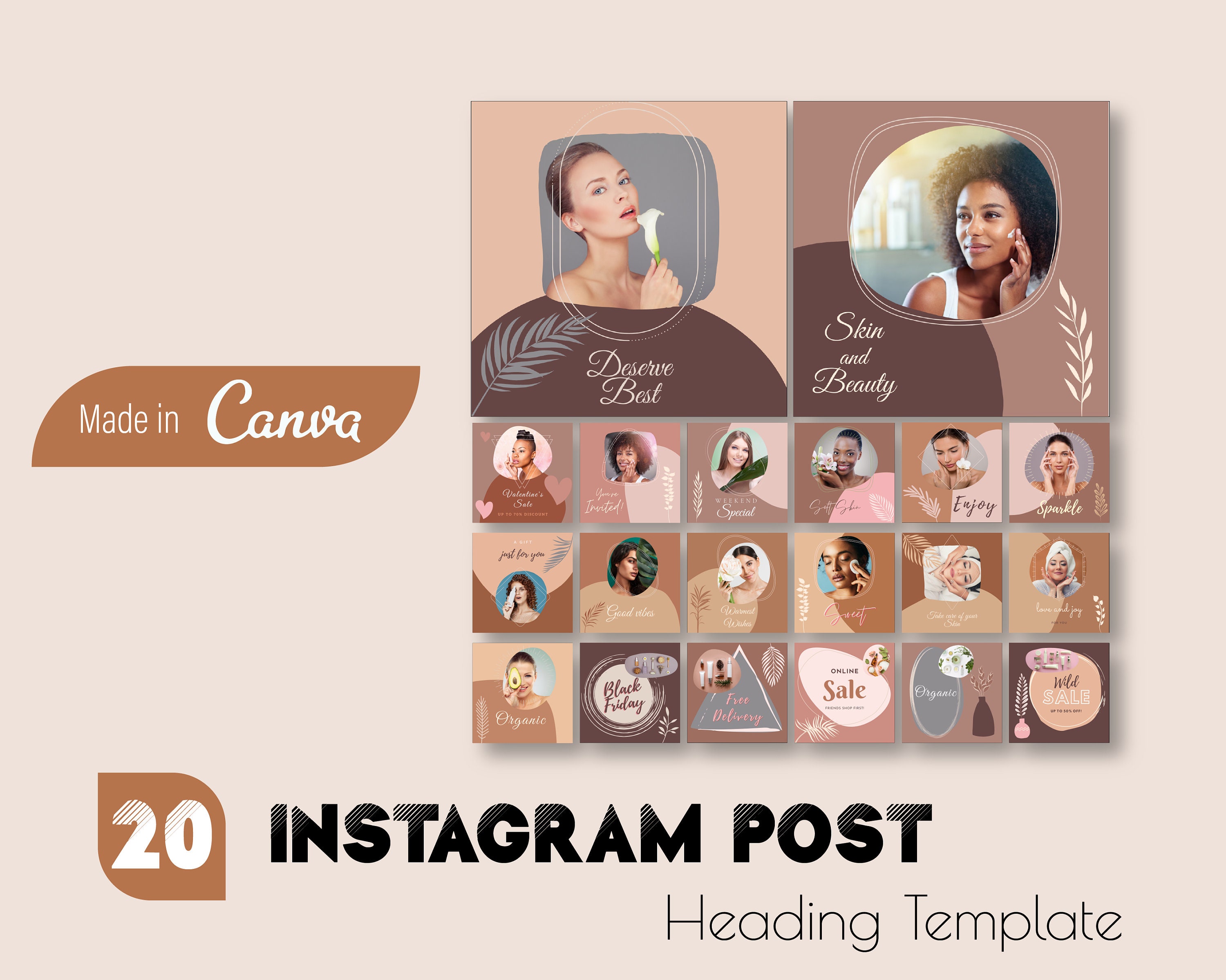 80 Instagram Story & Post Templates Made in Canva Neutral - Etsy