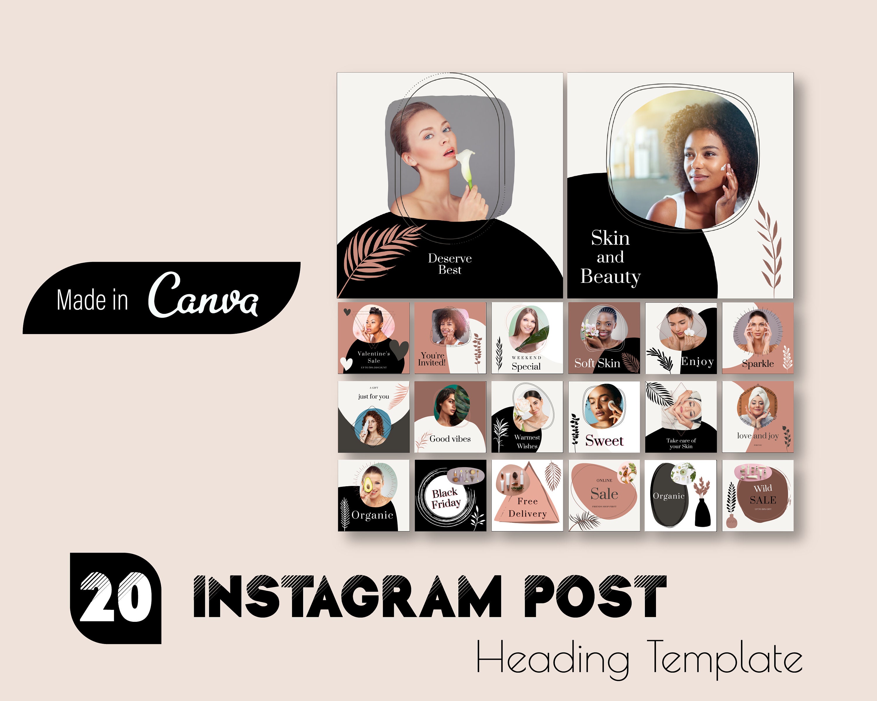 80 Instagram Story & Post Templates Made in Canva Neutral - Etsy