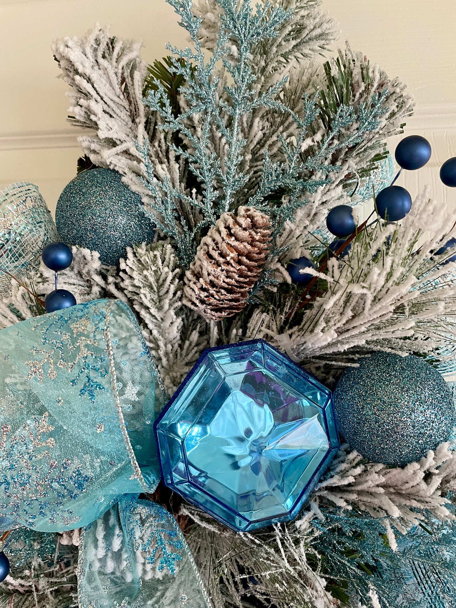 Christmas Wreath, Christmas Swag, Blue Christmas, Blue Swag, Jewel Swag ...