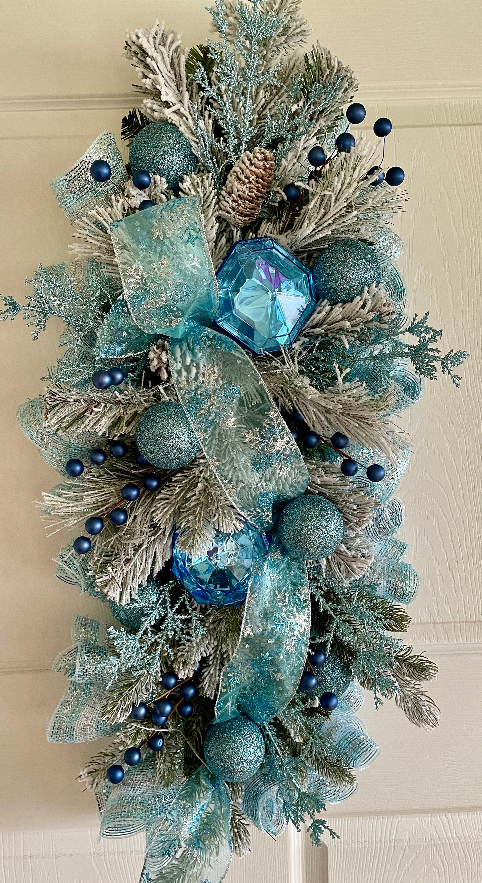 Christmas Wreath, Christmas Swag, Blue Christmas, Blue Swag, Jewel Swag ...