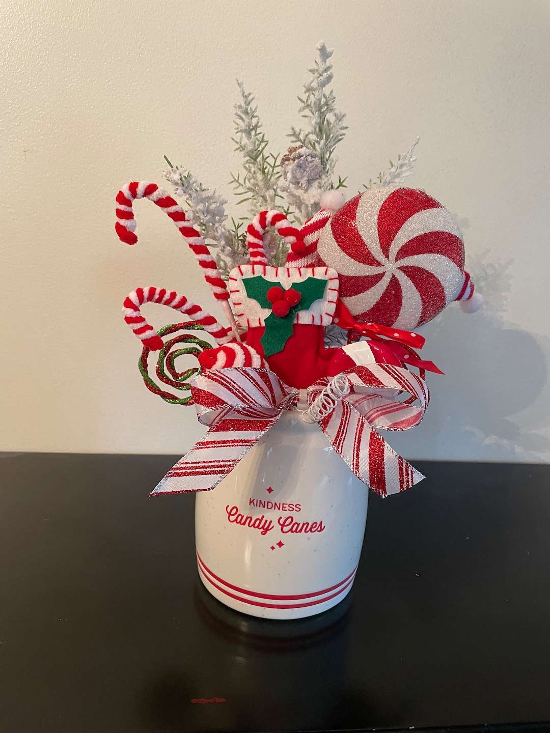 Christmas Candy Cane Arrangement, Candy Cane Decor, Table Arrangement ...
