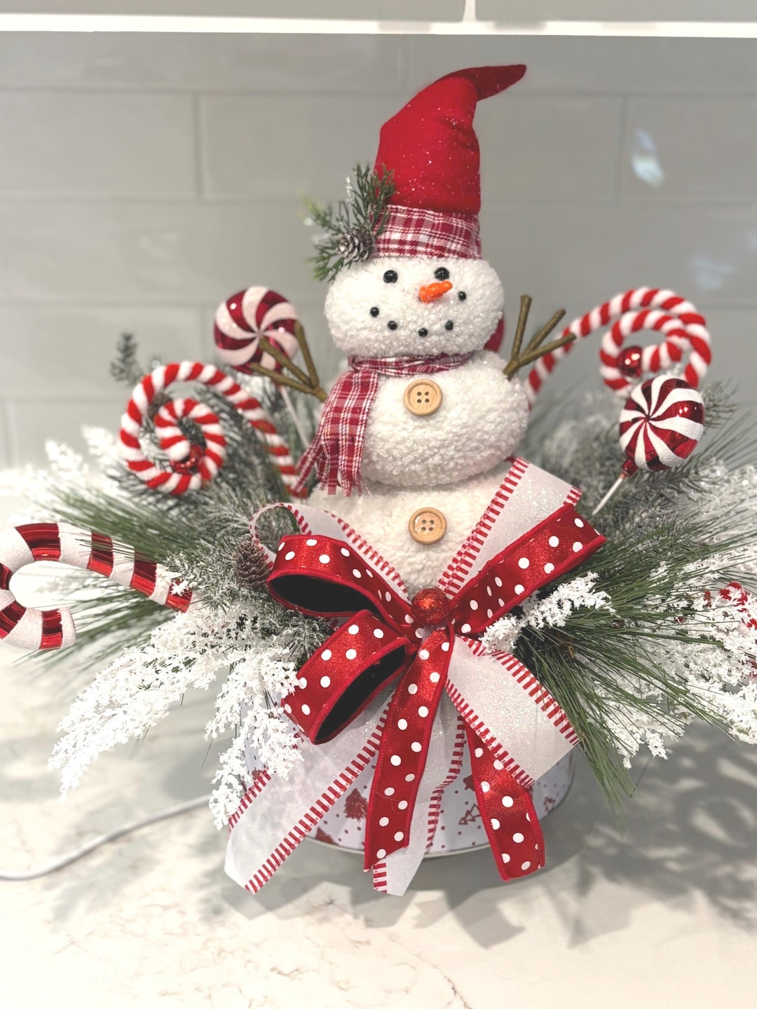 Christmas Table Top, Snowman Centerpiece, Holiday Gift Centerpiece ...