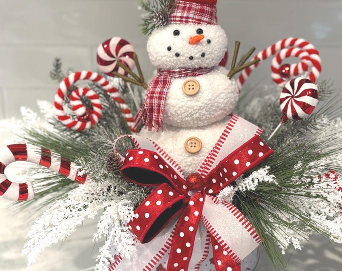 Christmas Table Top, Snowman Centerpiece, Holiday Gift Centerpiece ...