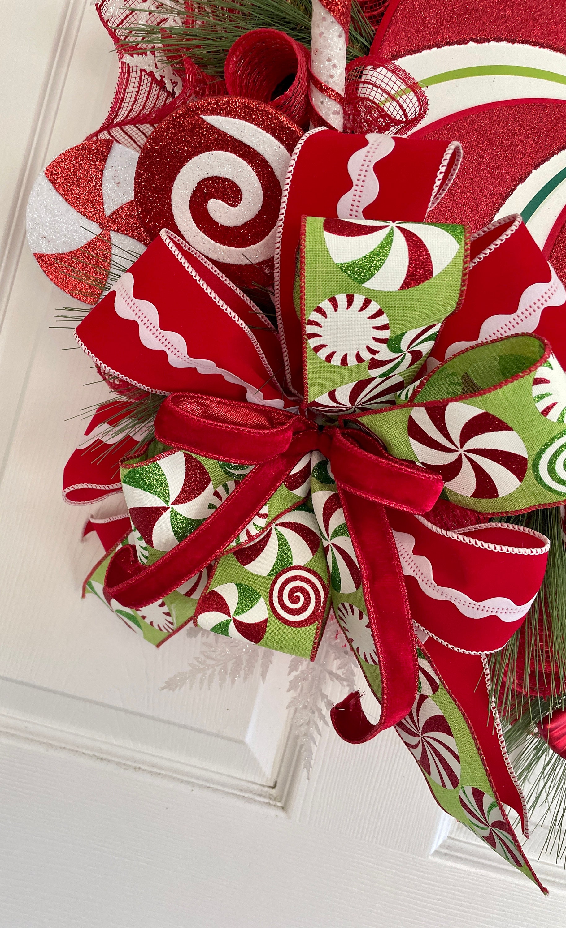 Christmas Peppermint Wreath, Christmas Door Wreath, Christmas Decor ...