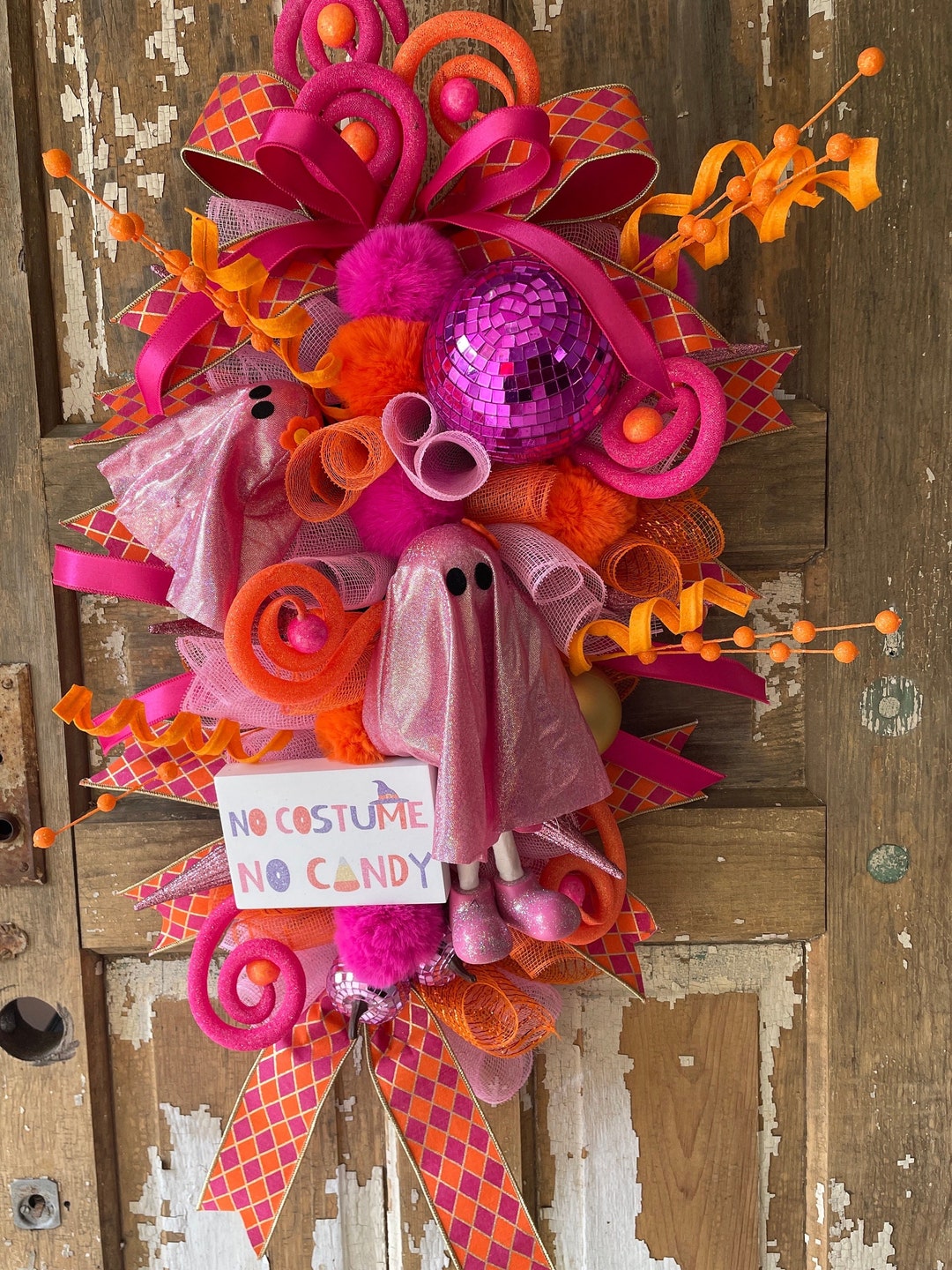 Halloween Swag, Door Swag, Pink Wreath, Spooky Wreath, Luxury Wreath ...