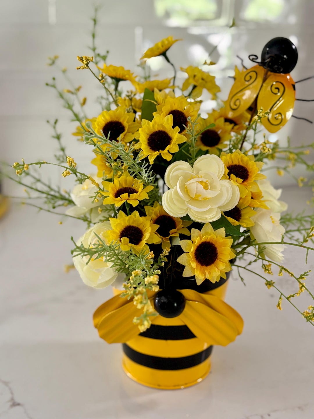Bumblebee Themed Table Decor, Floral Centerpiece, Sunflower Centerpiece ...
