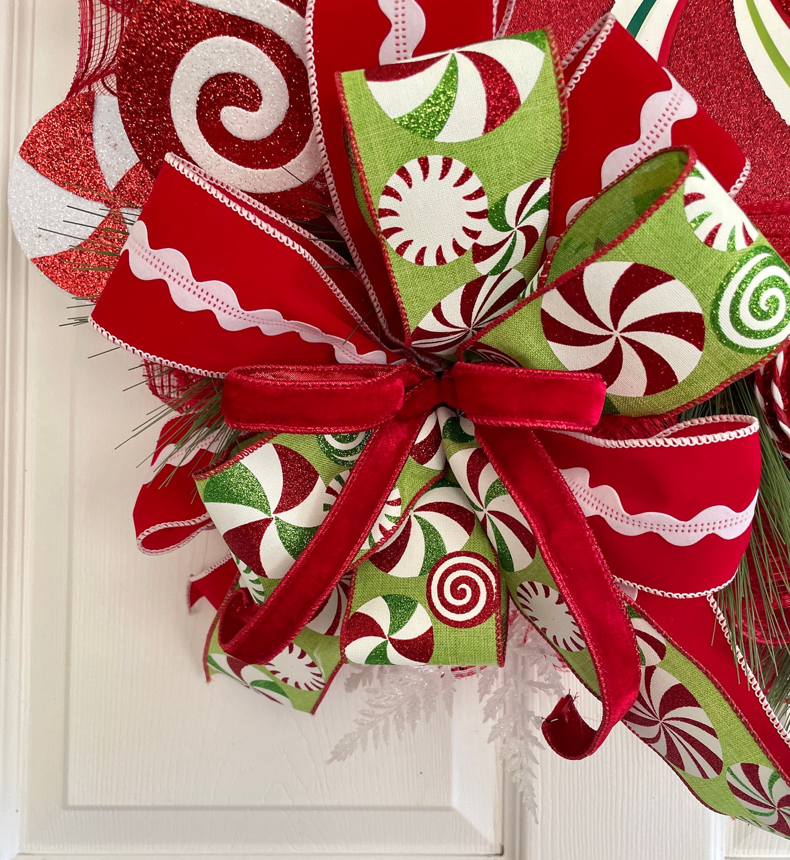 Christmas Peppermint Wreath, Christmas Door Wreath, Christmas Decor ...