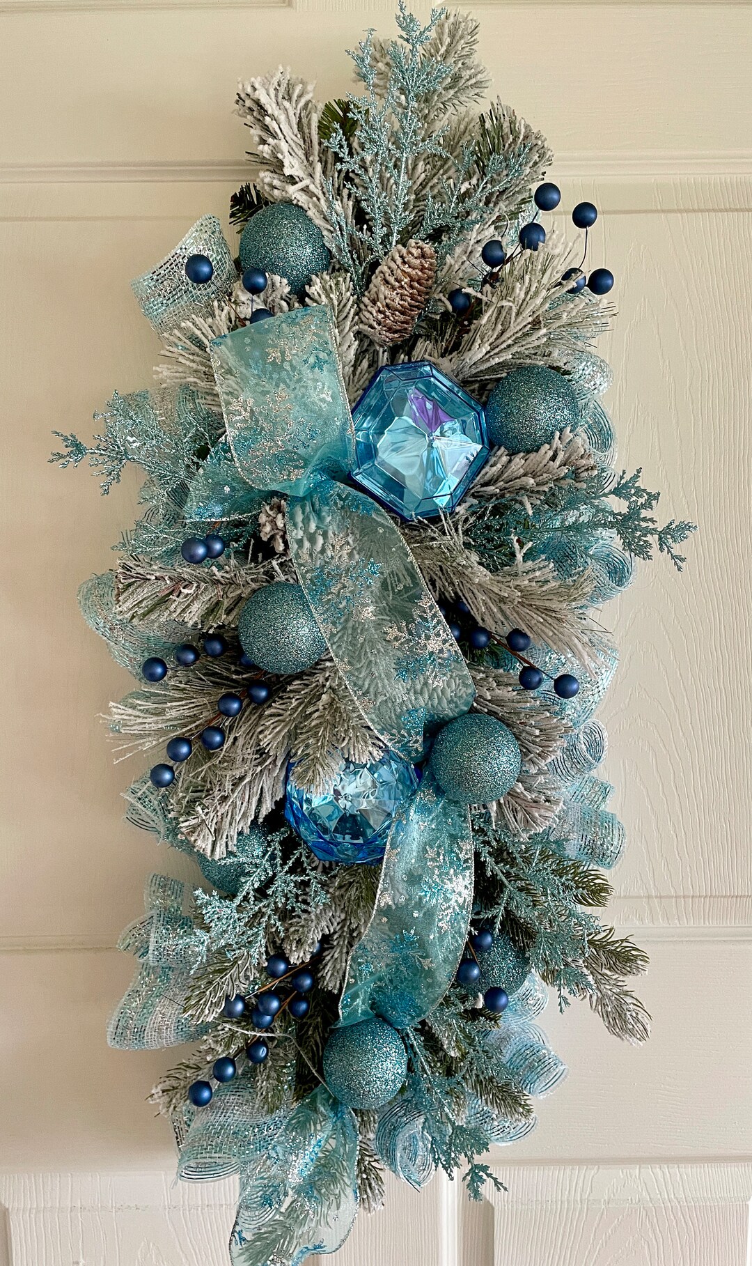 Christmas Wreath, Christmas Swag, Blue Christmas, Blue Swag, Jewel Swag ...