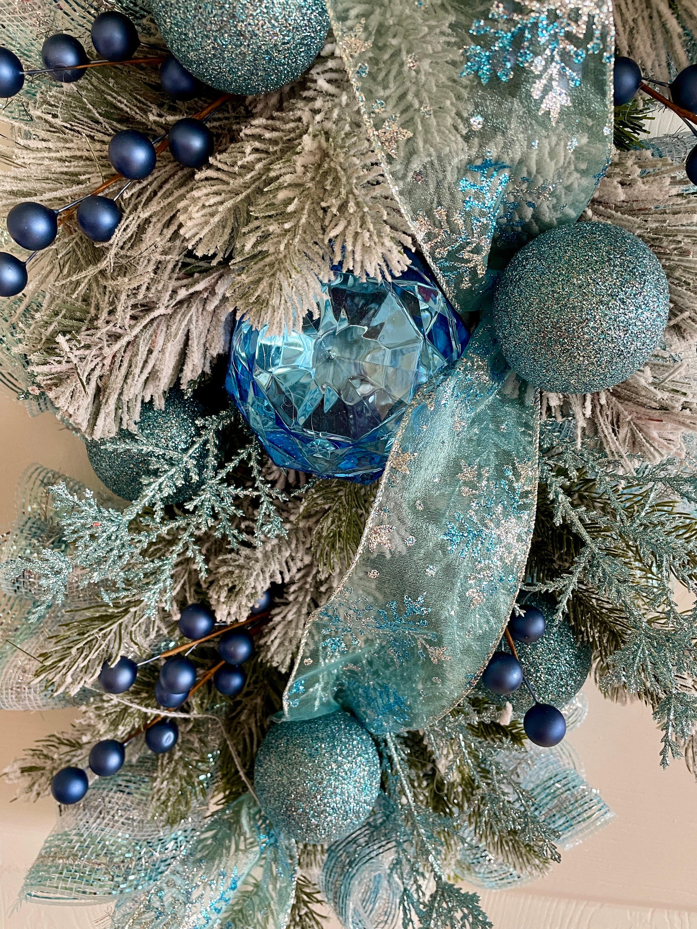 Christmas Wreath, Christmas Swag, Blue Christmas, Blue Swag, Jewel Swag ...