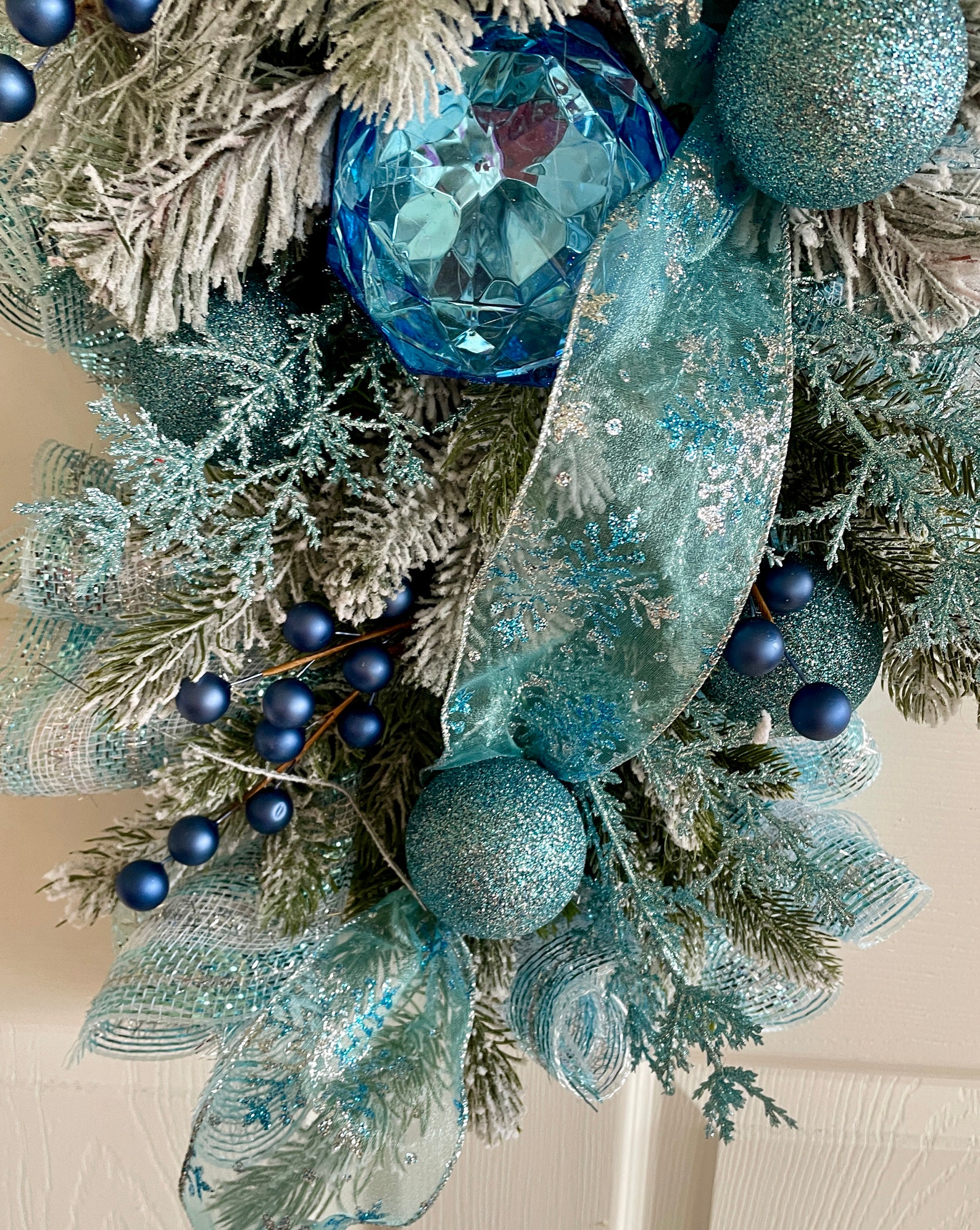 Christmas Wreath, Christmas Swag, Blue Christmas, Blue Swag, Jewel Swag ...