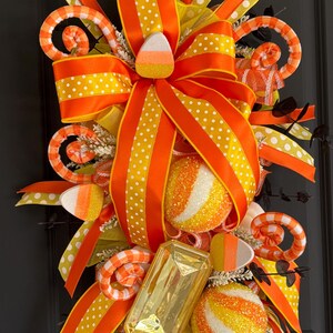 Halloween Candy Corn Swag, Front Door Swag, Fall Wreath, Wreath ...