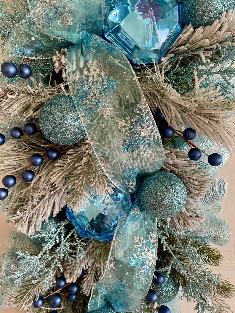 Christmas Wreath, Christmas Swag, Blue Christmas, Blue Swag, Jewel Swag ...