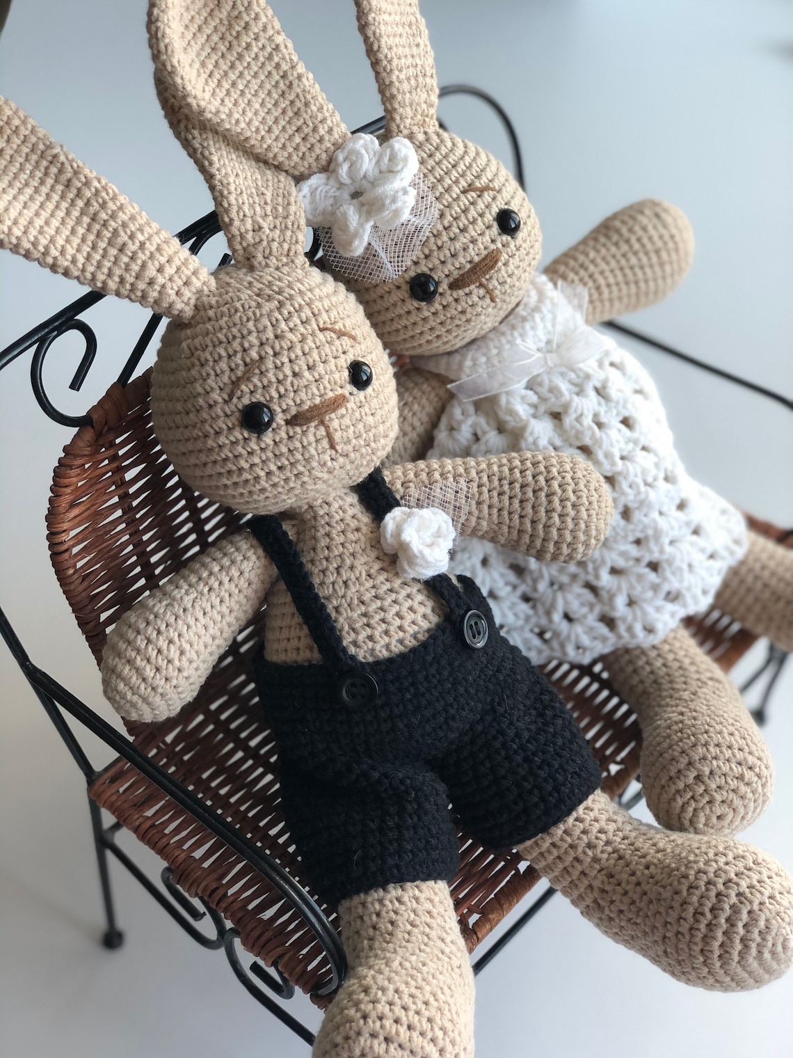 Bride and Groom Knitted Bunny Toys Wedding Couple Toys Flower - Etsy UK