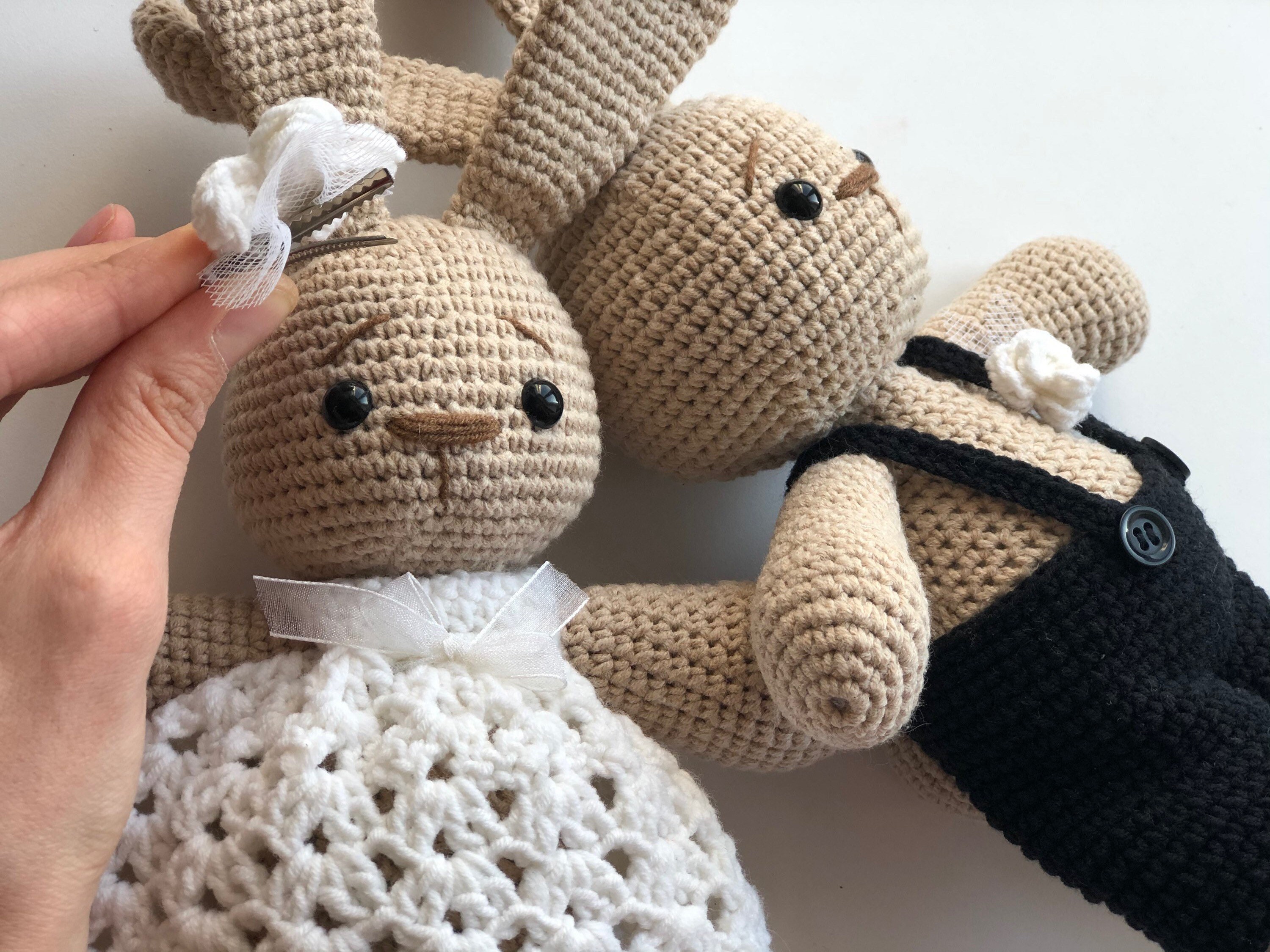 Bride and Groom Knitted Bunny Toys Wedding Couple Toys Flower - Etsy UK