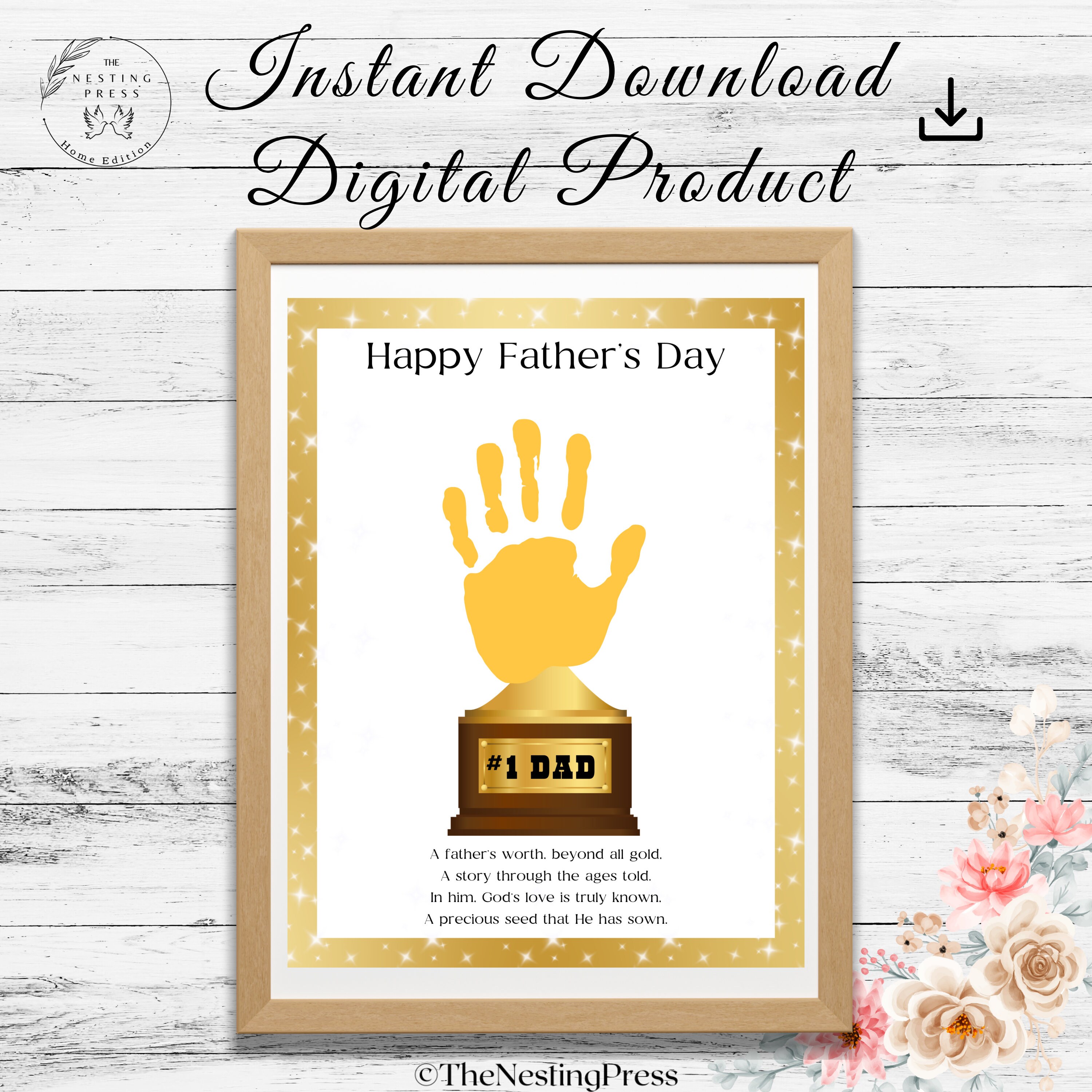 Kids Handprint Art EDITABLE Printable Father's Day Card Faith Gift From ...