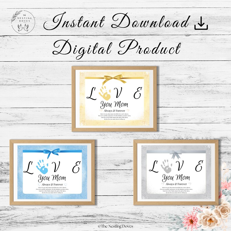 Huella de la mano Arte Día de las Madres Regalo Imprimible Mamá Poema ...