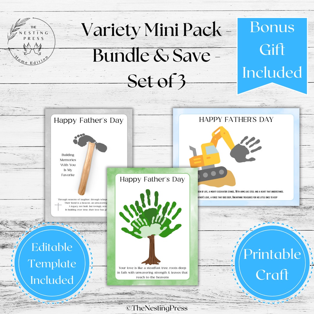 EDITABLE Printable Kids Handprint Art Footprint Craft Fathers Day Gift ...