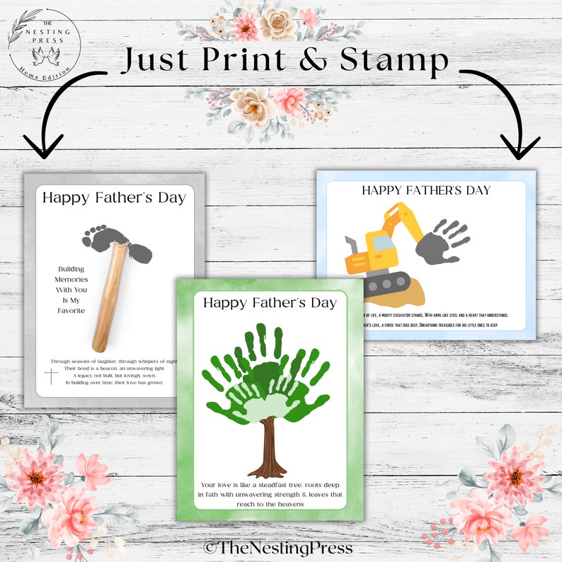 EDITABLE Printable Kids Handprint Art Footprint Craft Fathers Day Gift ...