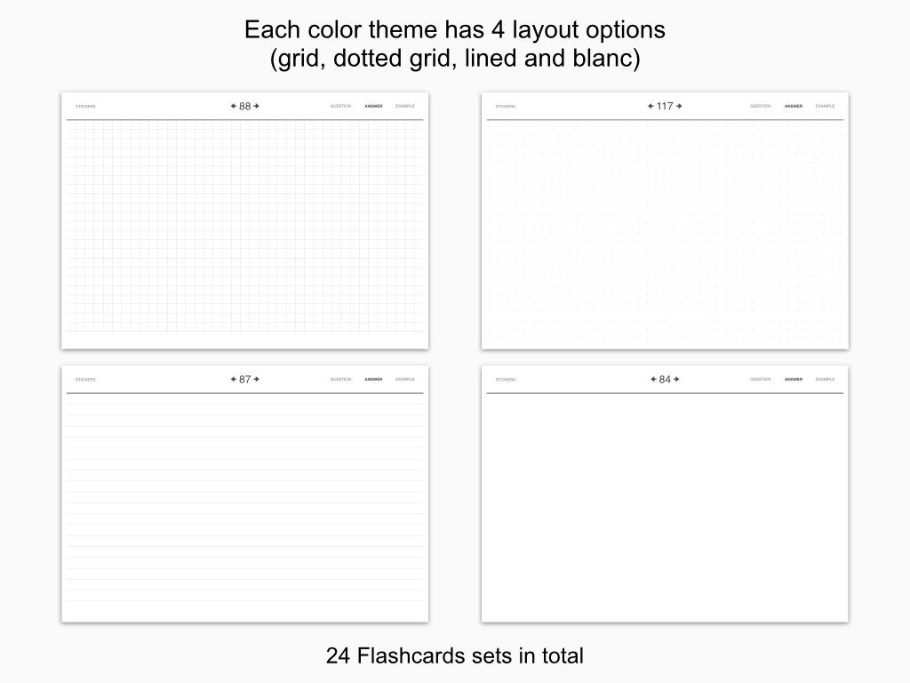 Digital Flashcards | Hyperlinked | 24 Sets | Grid, Dotted, Lined, Blanc ...