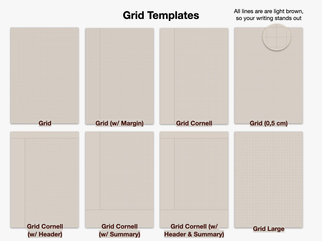 35 Digital Note Taking Templates Essentials: Cornell, Lined, Grid ...