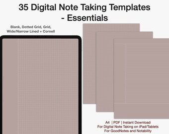35 Digital Note Taking Templates | Essentials: Cornell, Lined, Grid ...