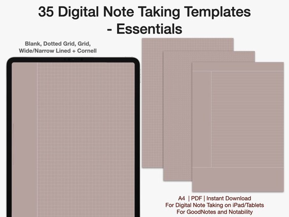 35 Digital Note Taking Templates Essentials: Cornell Lined | Etsy