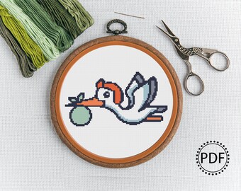 Cross Stitch Stork Pattern - Etsy