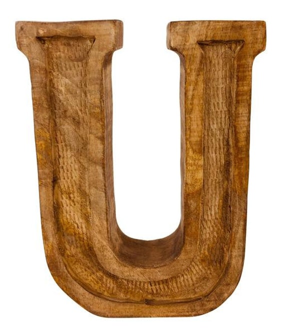 Sculpture Hand carved wooden embossed letter U Art Objects etna.com.pe