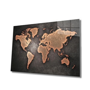 World Map Glass Wall Decor, Office Décor, Interior Designs, Home Office ...