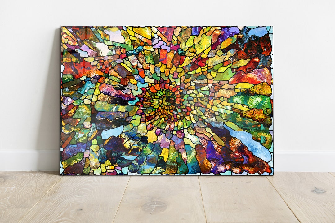 Stained Glass Abstract, Tempered Glass Printing Wall Art , Modern Wall ...