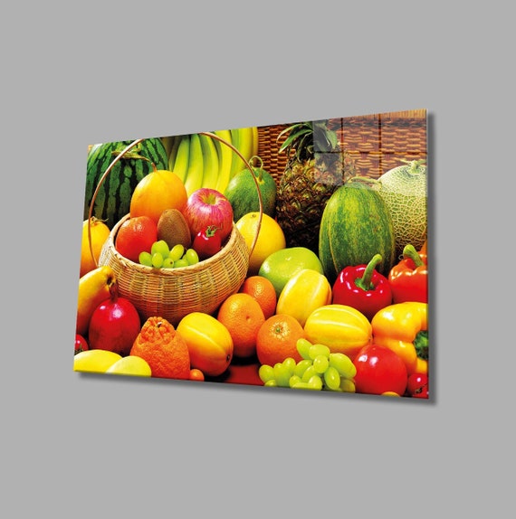 FRUITS WALL ART Glass Wall Arts Kitchen Design Home | Etsy